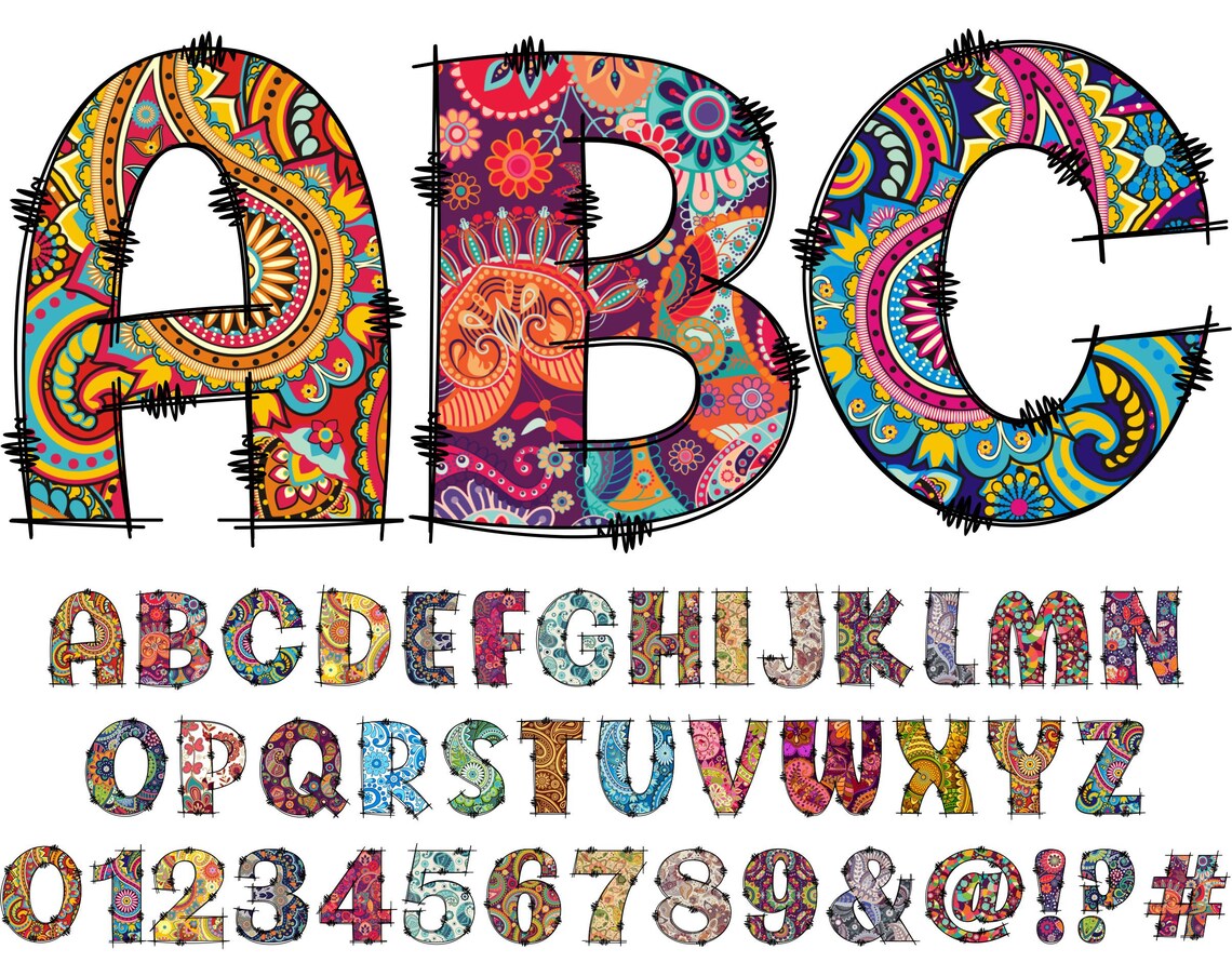 Mandala Floral Alphabet PNG Doodle Alpha PNG Doodle | Etsy