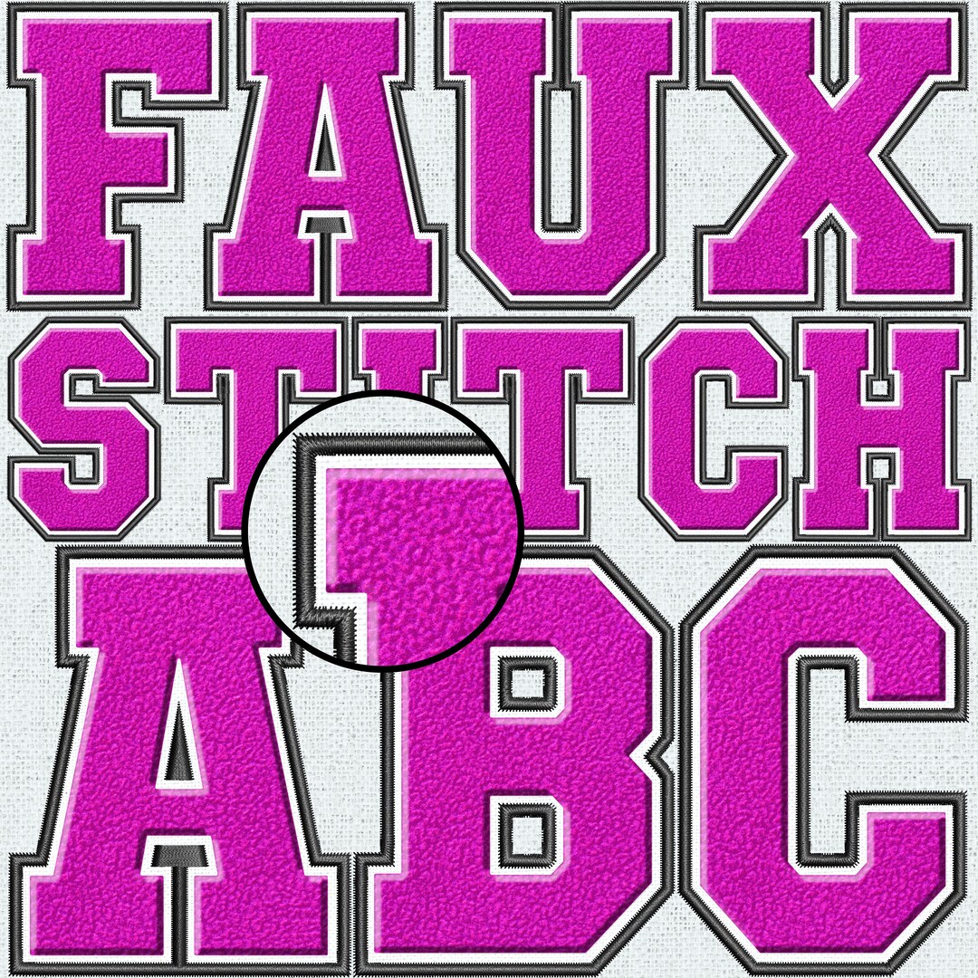 Pink Faux Embroidery Chenille Letters, Faux Chenille Patch, Faux ...