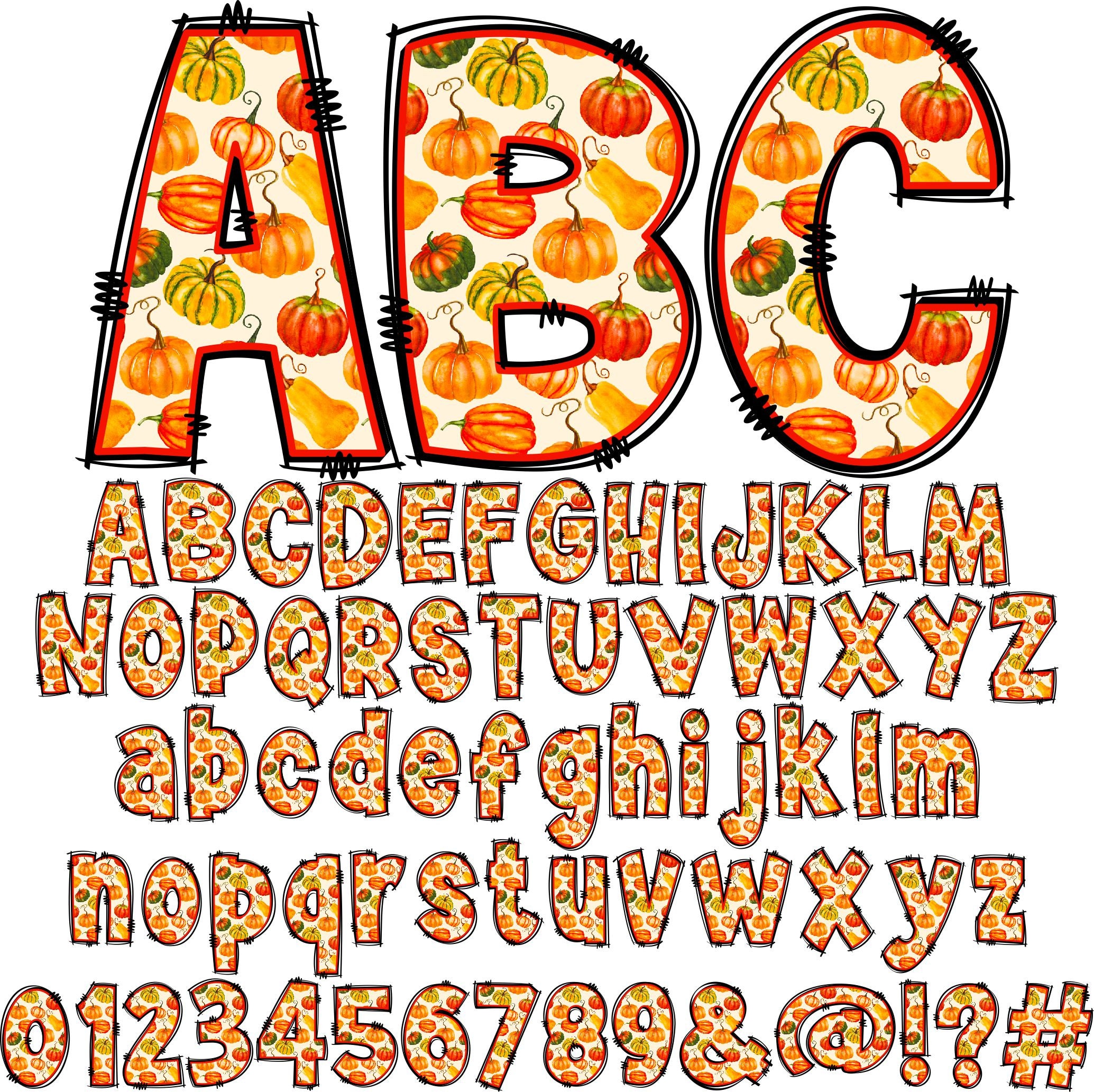 BUNDLE Autumn Fall Alphabet PNG, Alpha Doodle, PNG Letters, Fall ...