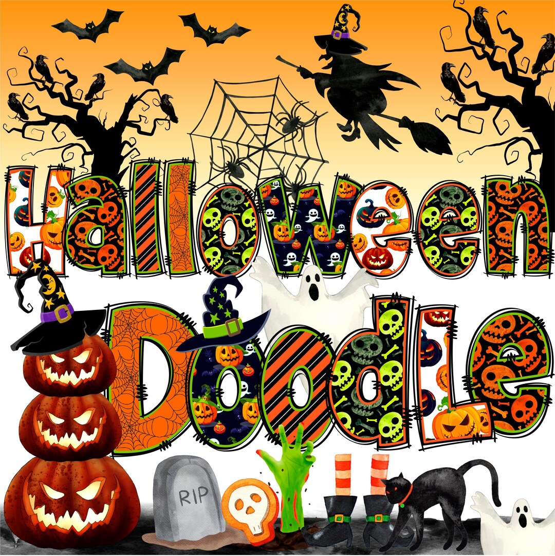BUNDLE Halloween Alphabet PNG, Halloween, Halloween Day, Alpha Doodle ...