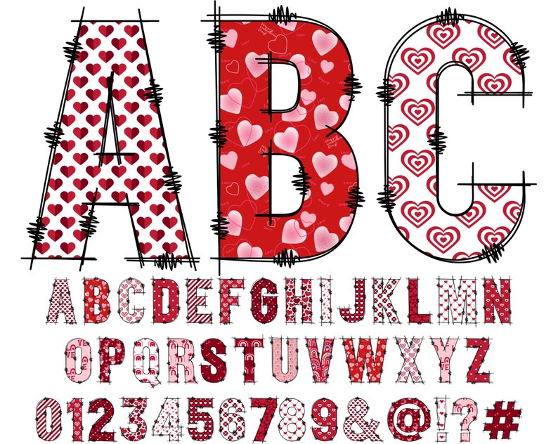 Valentine's Day Letters PNG Love Letters Clip Art PNG | Etsy