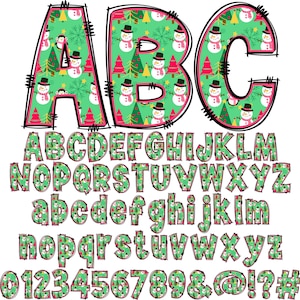 Pink Christmas Alphabet PNG, Christmas Letters, Christmas Doodle, PNG ...