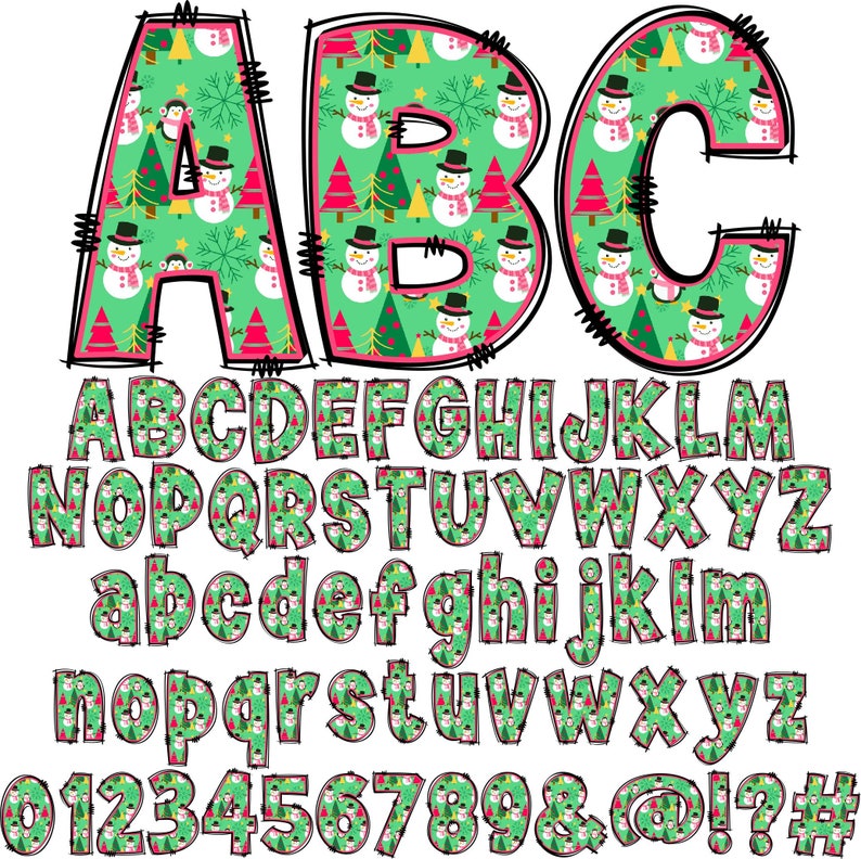 Pink Christmas Alphabet PNG, Christmas Letters, Christmas Doodle, PNG ...