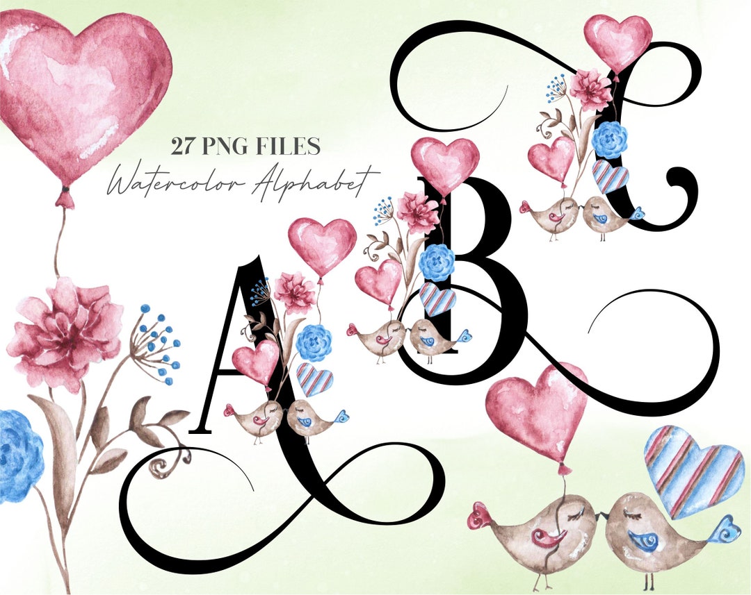 Valentine's Day Letters PNG, Love Alphabet Clip Art, PNG, Watercolor ...