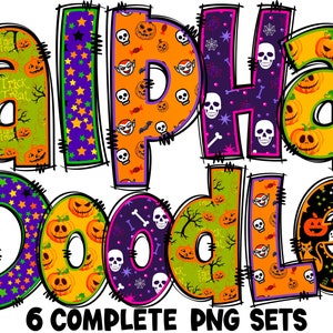 BUNDLE Halloween Alphabet PNG, Halloween, Halloween Day, Alpha Doodle ...