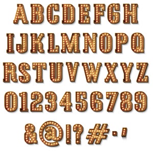 Brown Marquee Letters PNG, Light Bulbs Letters, PNG Letters, 3D Letters ...