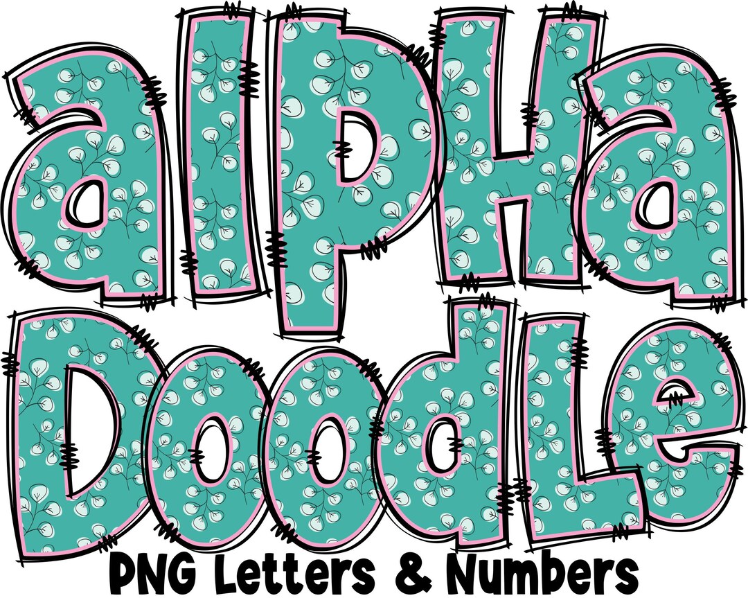 Floral Letters & Numbers PNG, Alpha Doodle, PNG Letters, Floral Doodle ...