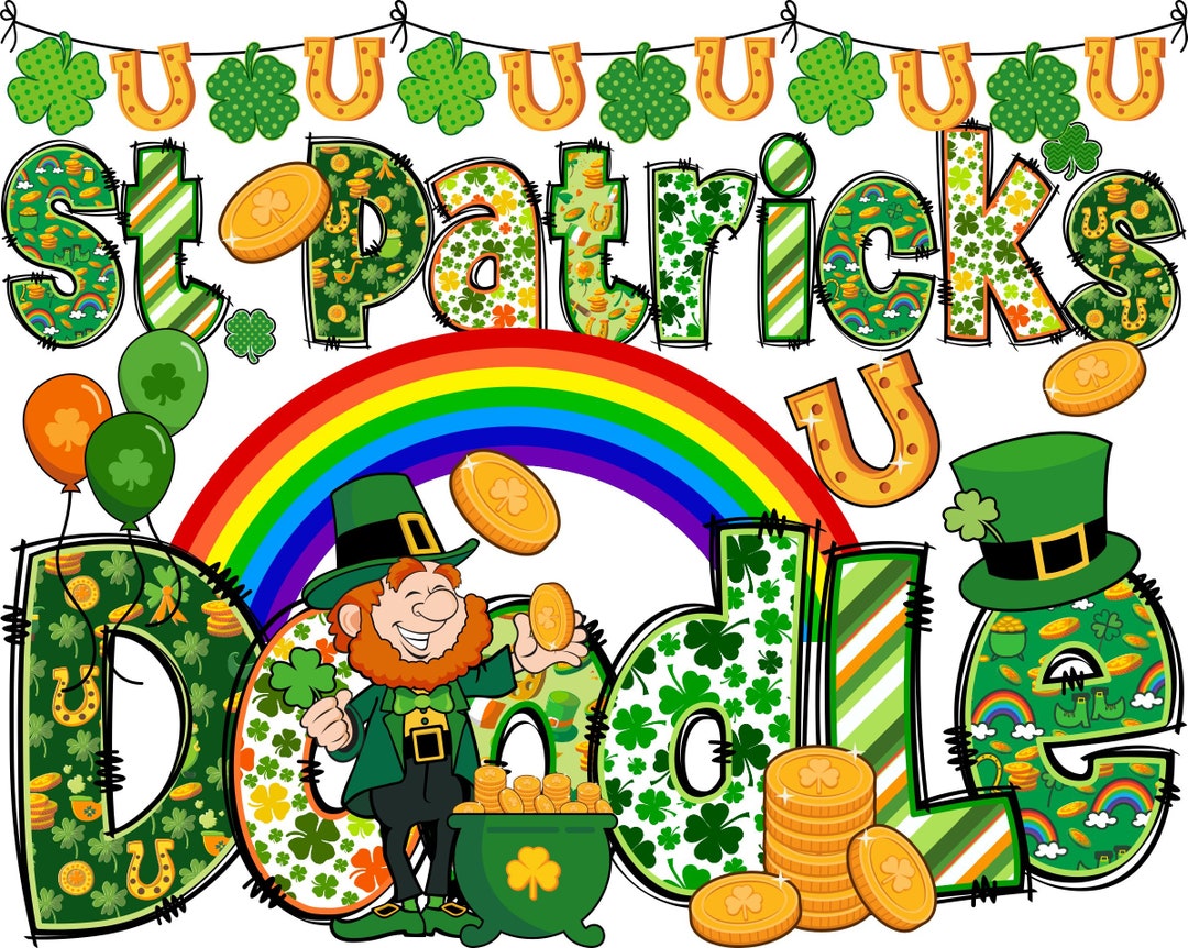 St Patrick's Day Letters PNG, Shamrock Alphabet, Doodle Irish, St Paddy ...