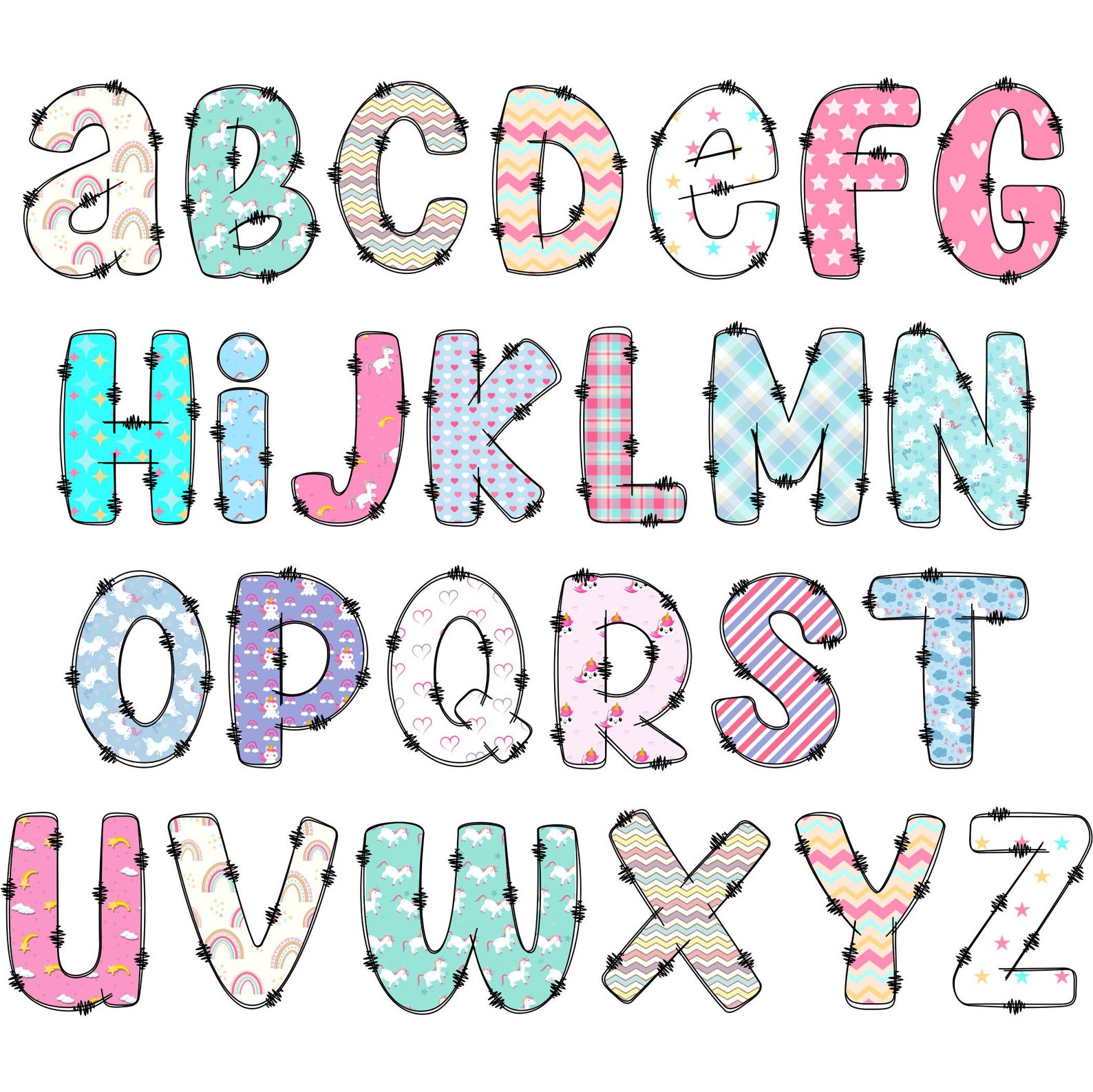 Unicorn Alphabet PNG, Doodle Alphabet Clip Art, Transparent PNG, Doodle ...