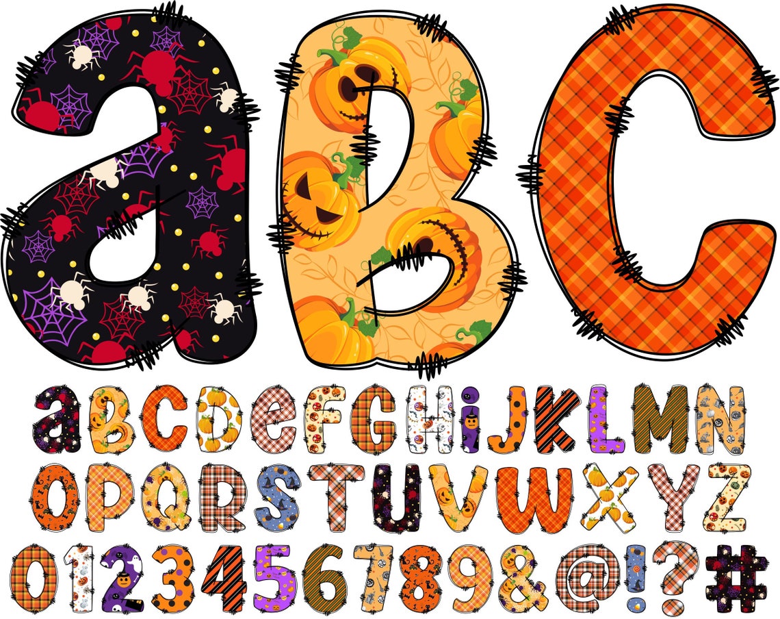 Halloween Clipart Alphabet PNG Doodle Alphabet Clip Art - Etsy
