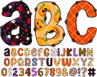Halloween Clipart Alphabet PNG Doodle Alphabet Clip Art | Etsy