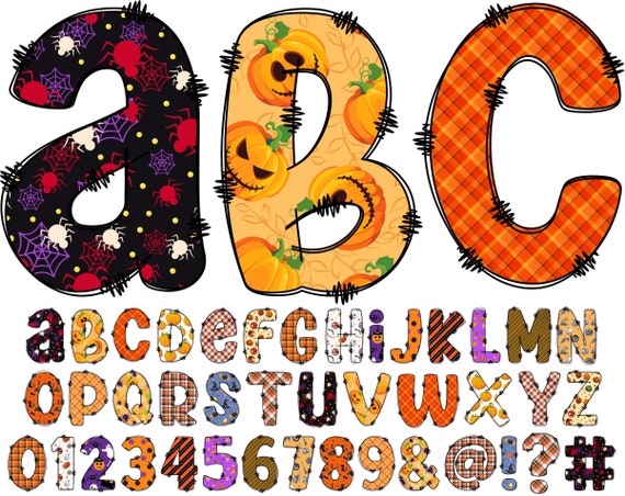 Halloween Clipart Alphabet PNG Doodle Alphabet Clip Art - Etsy