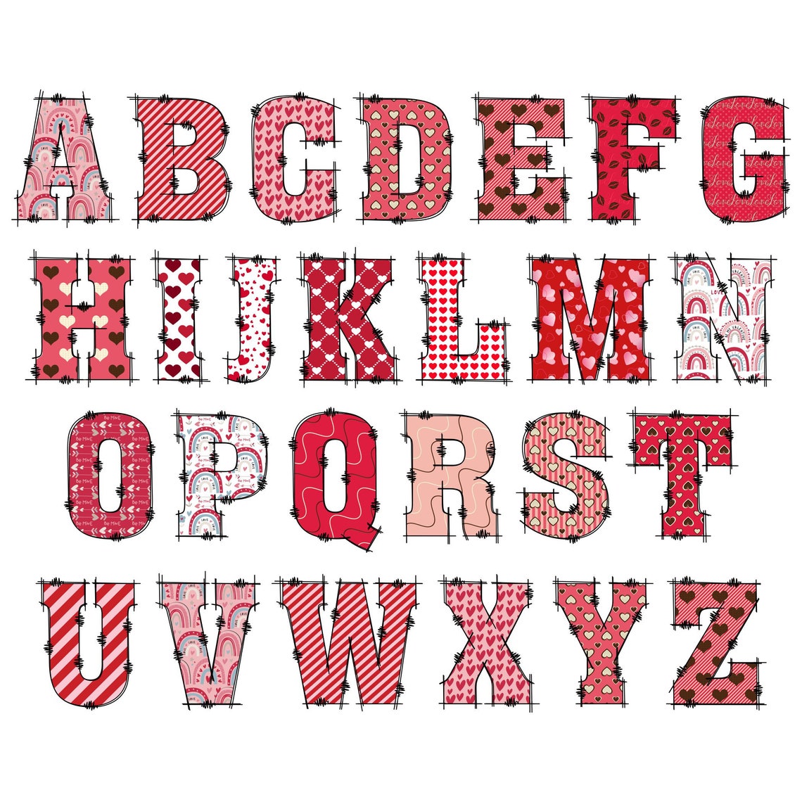 Valentine's Day Alphabet PNG Love Alphabet Clip Art PNG - Etsy