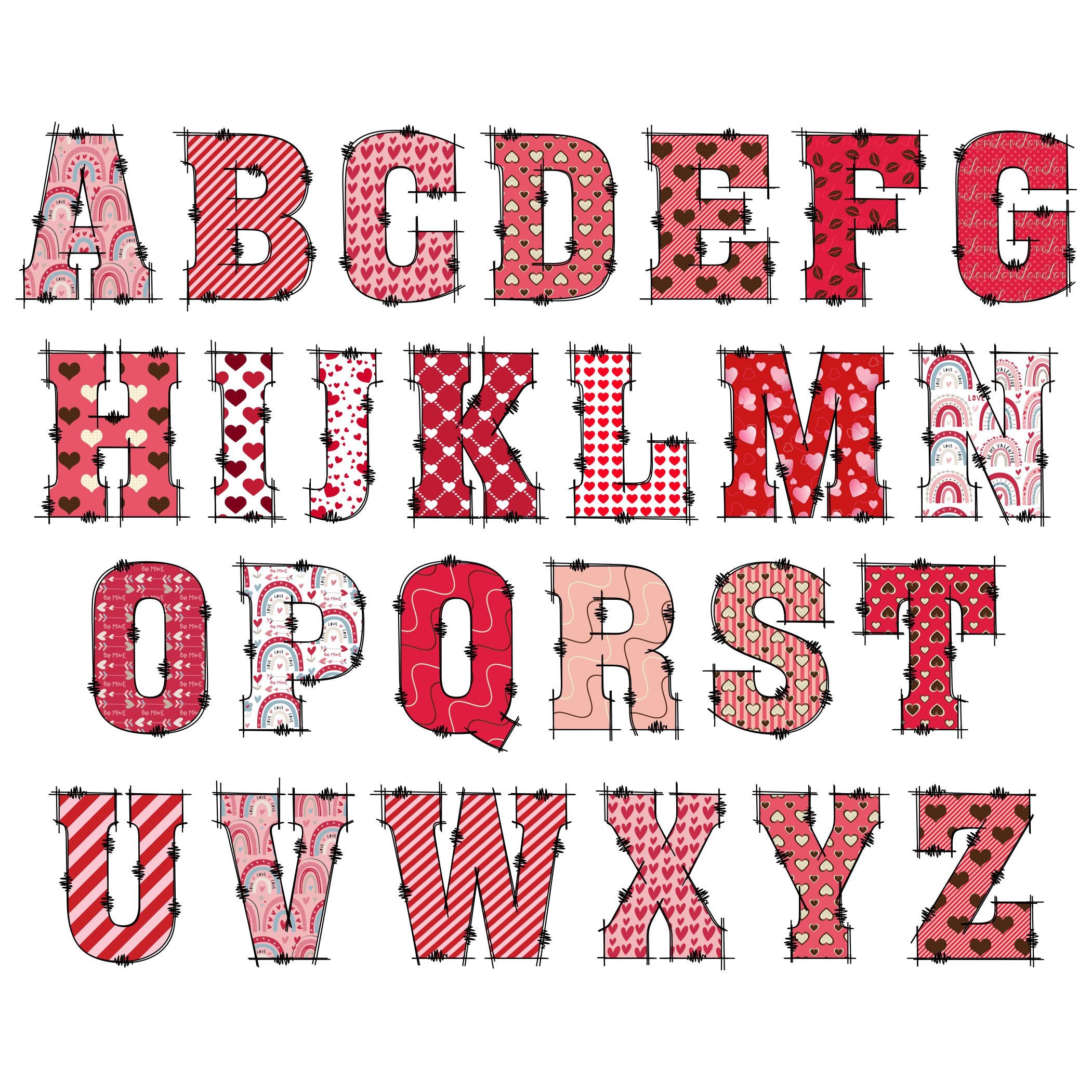 Valentine's Day Alphabet PNG Love Alphabet Clip Art PNG | Etsy