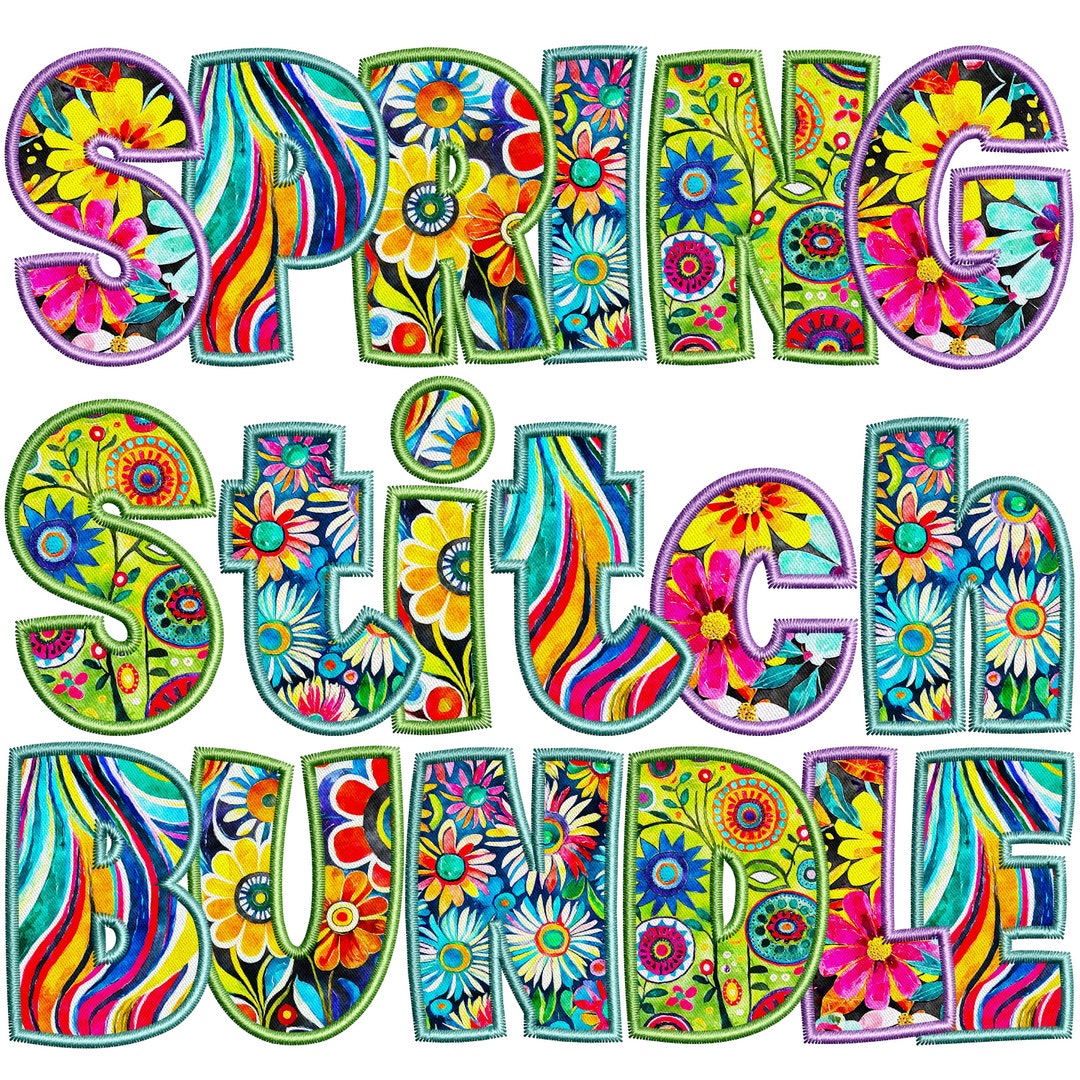 Spring Faux Embroidery PNG, Spring, Faux Stitch, Floral Letters ...