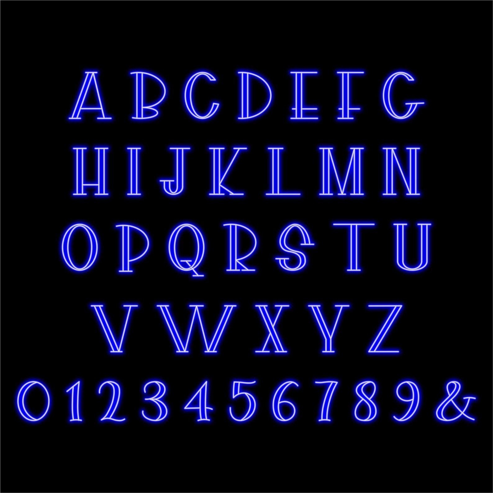 Neon Glow Effect Alphabet PNG Clip Art Letters Font Instant | Etsy