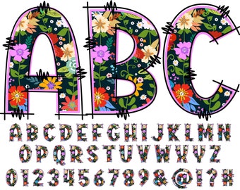 Graffiti Spring Floral Alphabet PNG Alpha Pack Doodle - Etsy