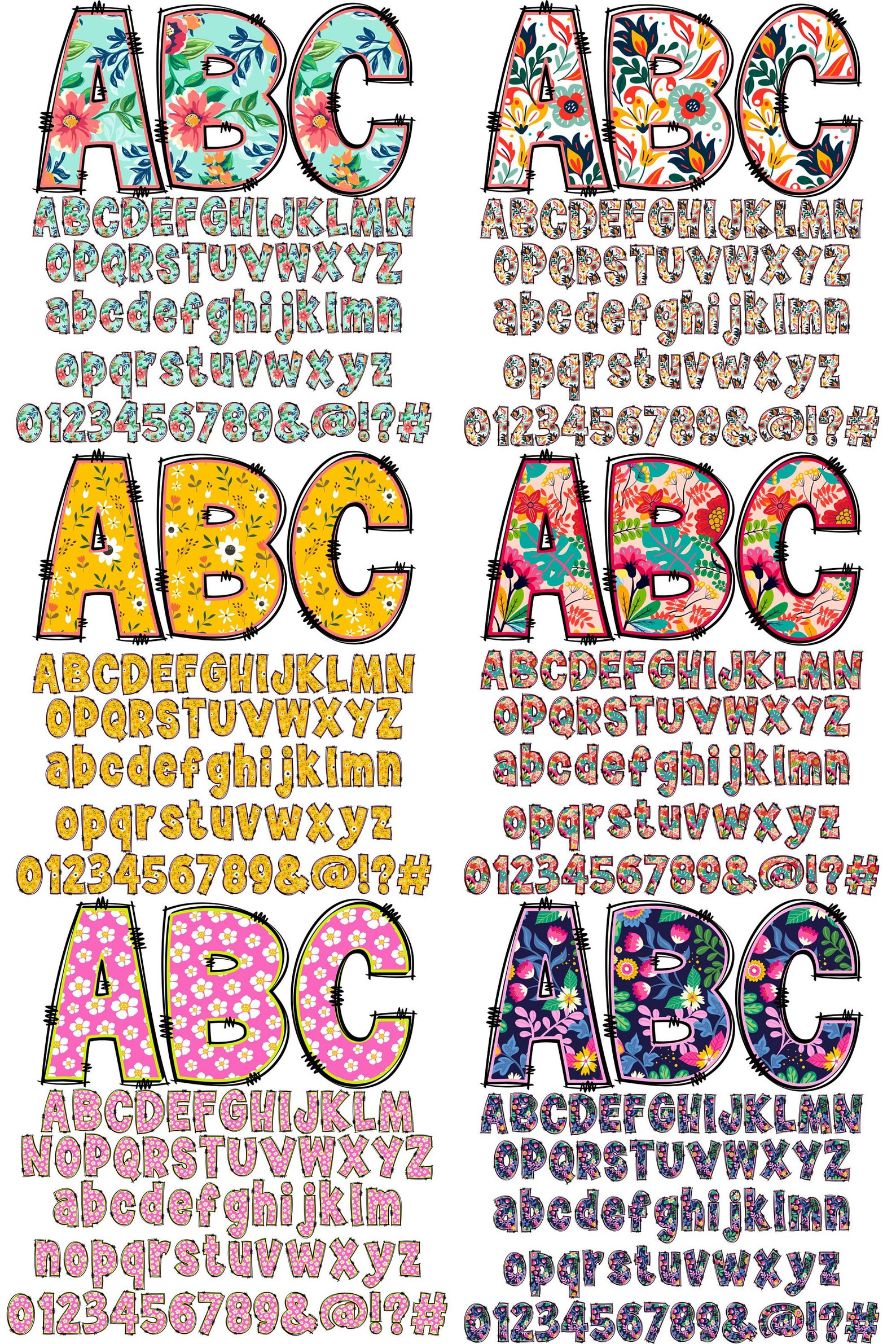 BUNDLE 50 Floral Alphabet Sets Doodle Alpha Doodle Flowers - Etsy