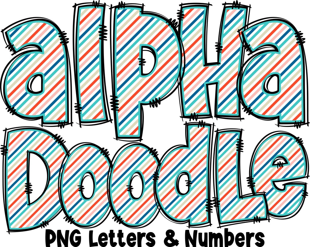 Stripe Letters & Numbers PNG, Alpha Doodle, PNG Letters, Stripe Doodle ...