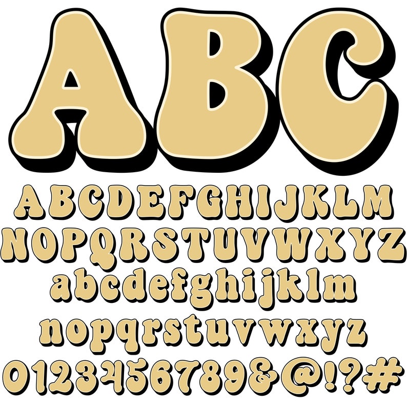 Groovy Alphabet PNG Retro Boho Letters Retro Doodle Groovy - Etsy
