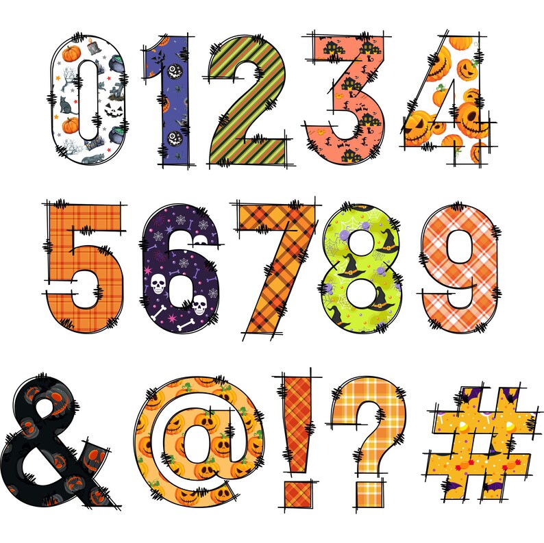 Halloween Clipart Alphabet PNG Doodle Bats Witch Hat Clip - Etsy