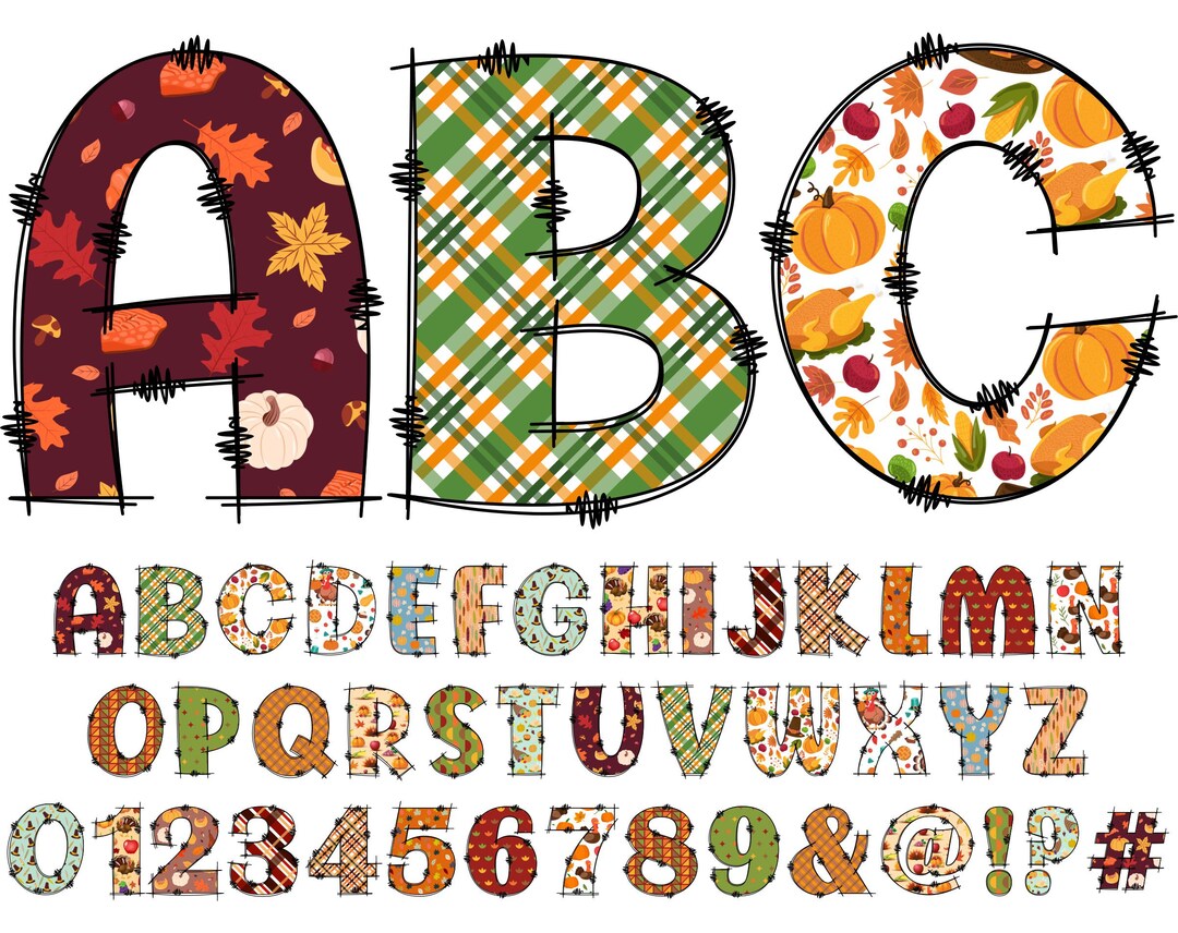 Thanksgiving Clipart Alphabet PNG, Watercolor Alphabet Clip Art, Doodle ...