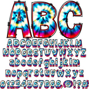 Tie Dye Alphabet PNG, Doodle Alphabet Clip Art, Transparent PNG, Doodle ...