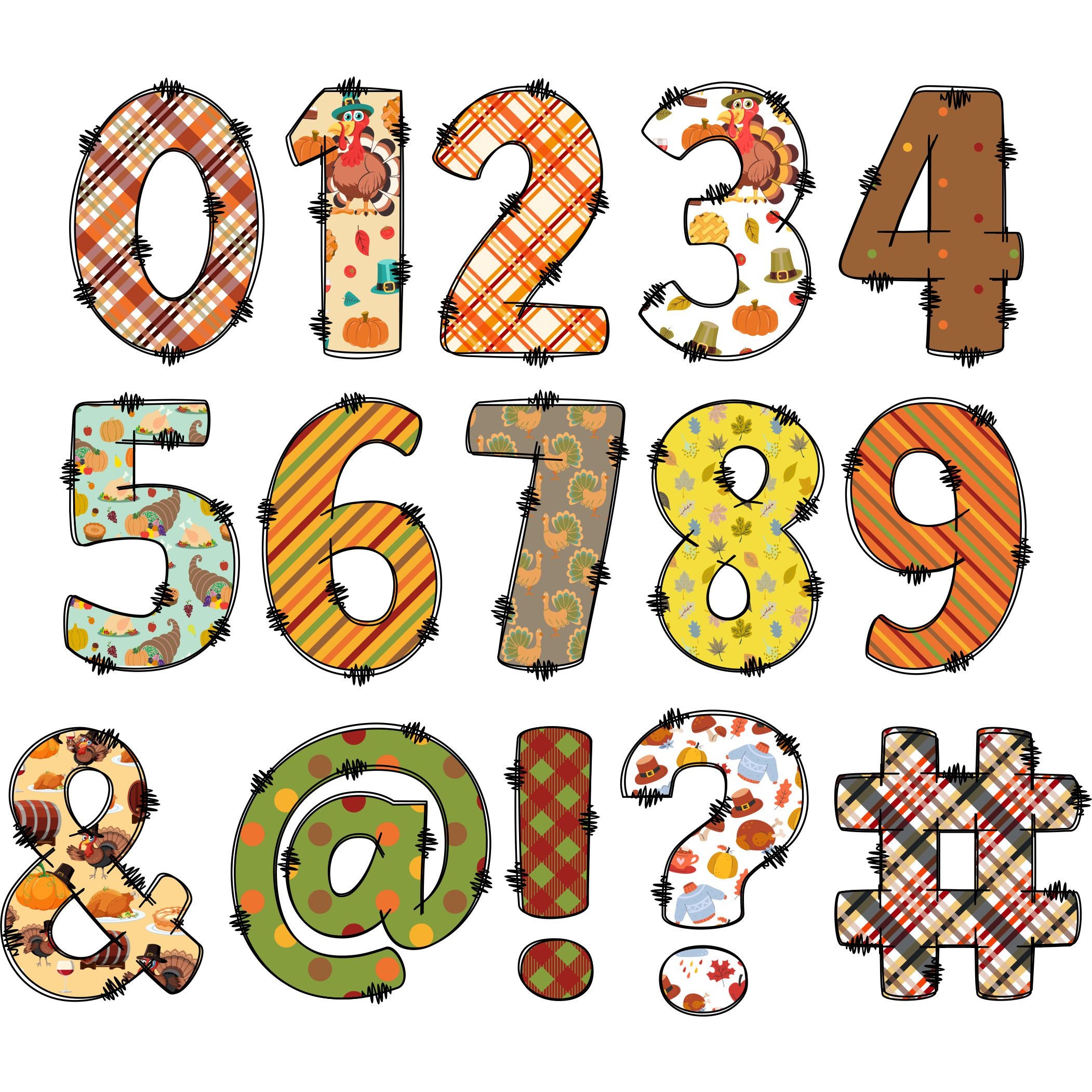 Thanksgiving Clipart Alphabet PNG Watercolor Clip Art | Etsy