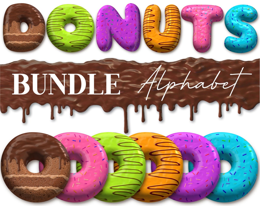 Donut 3D Letters PNG, Donut Alphabet, Candy Letters, Glazed Donut ...