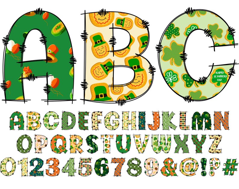 St Patrick's Day Letters PNG Shamrock Alphabet Clip Art - Etsy