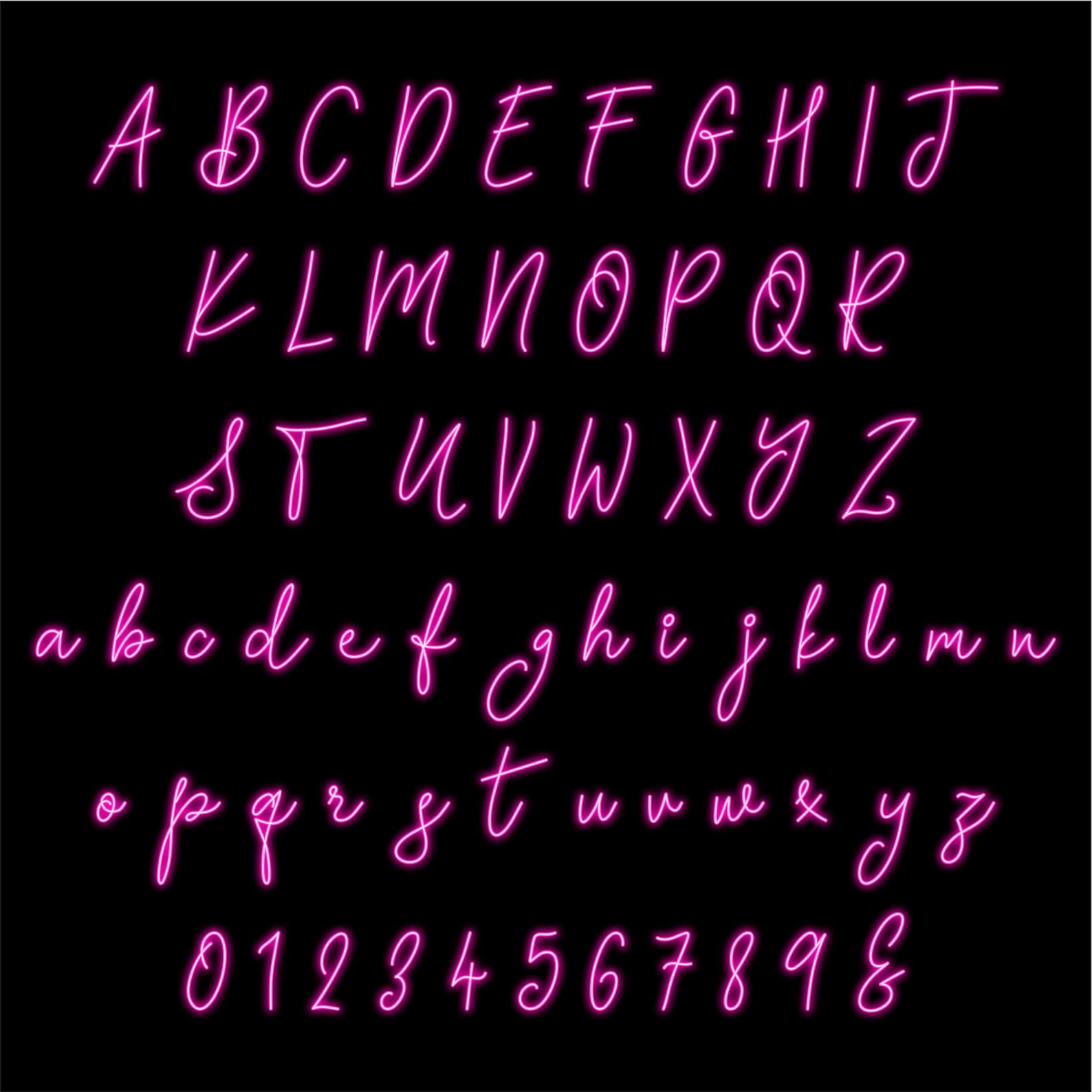 Neon Glow Effect Alphabet PNG Clip Art Letters Script Font Instant ...