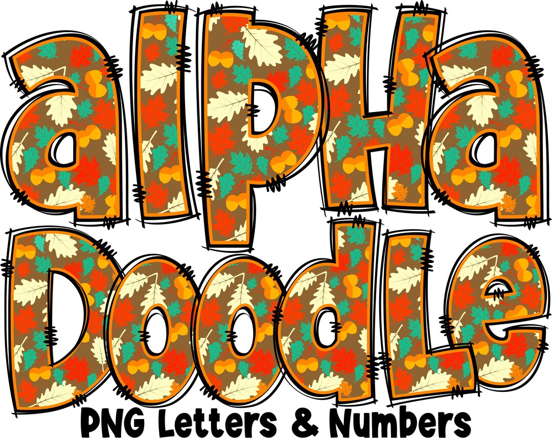 Fall Autumn Letters & Numbers PNG, Alpha Doodle, PNG Letters, Fall ...