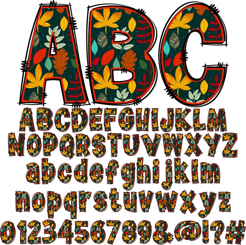 Fall Autumn Letters & Numbers PNG, Alpha Doodle, PNG Letters, Fall ...