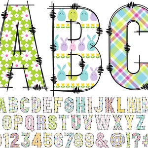 Easter Alphabet PNG, Alphabet Clip Art, PNG, Doodle Easter, Doodle ...