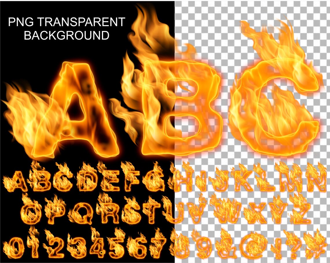 Fire PNG Letters, Transparent Background, Flame Alphabet Clip Art, PNG ...