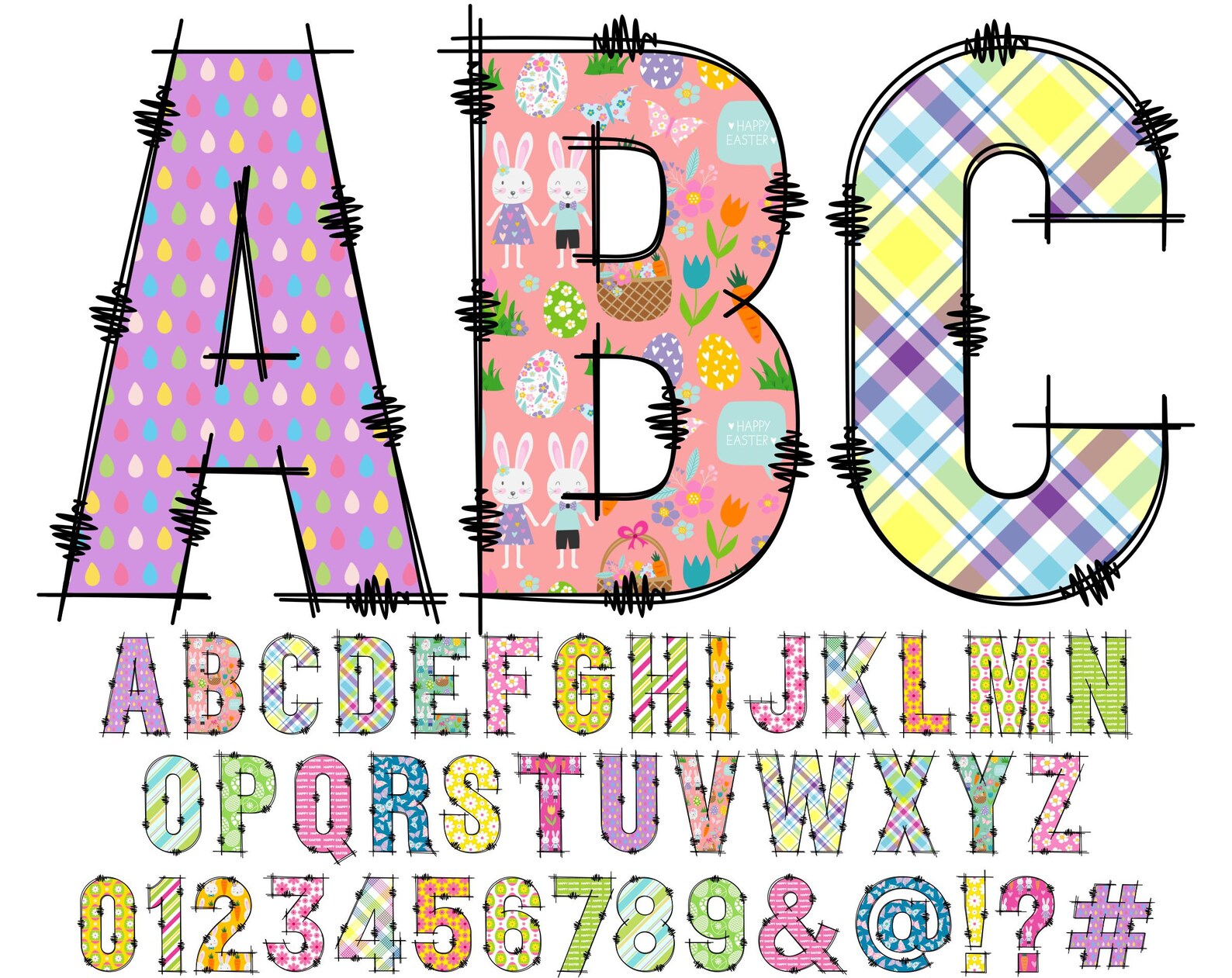 Easter Alphabet PNG Alphabet Clip Art PNG Doodle Easter - Etsy