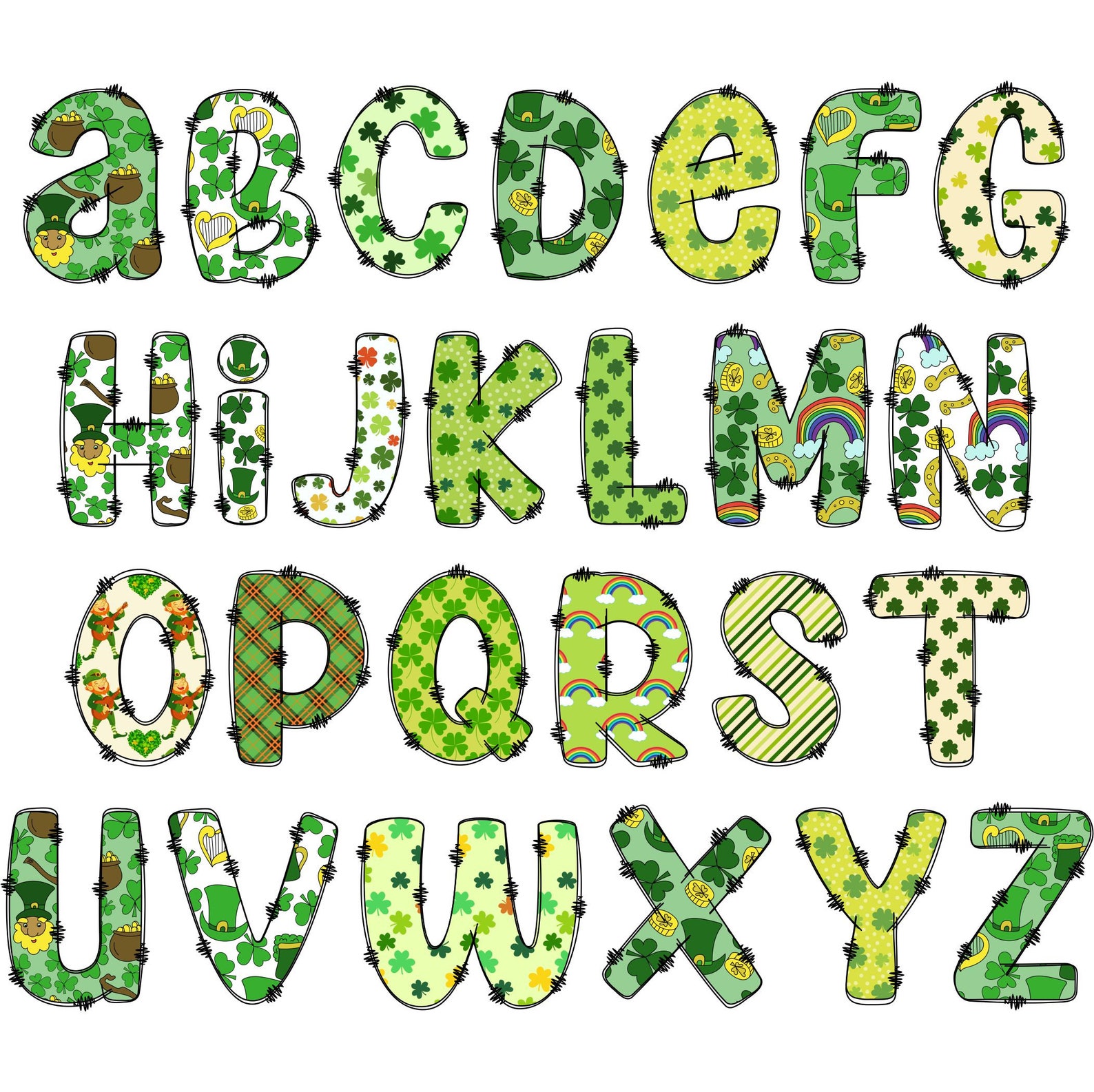 St Patrick's Day Letters PNG Shamrock Alphabet Clip Art | Etsy