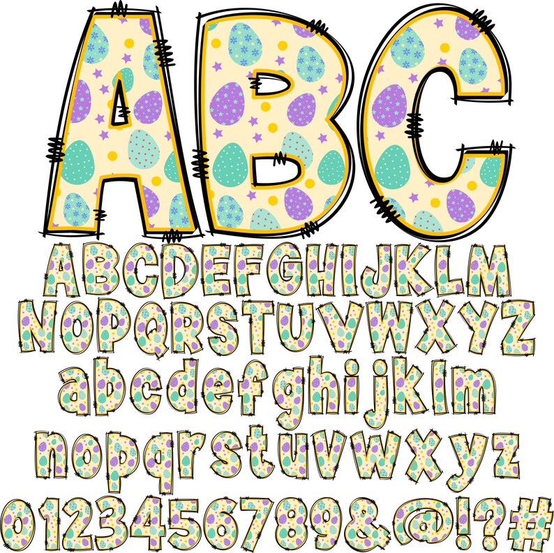 Easter Alphabet PNG Easter Letters Easter Doodle Easter - Etsy