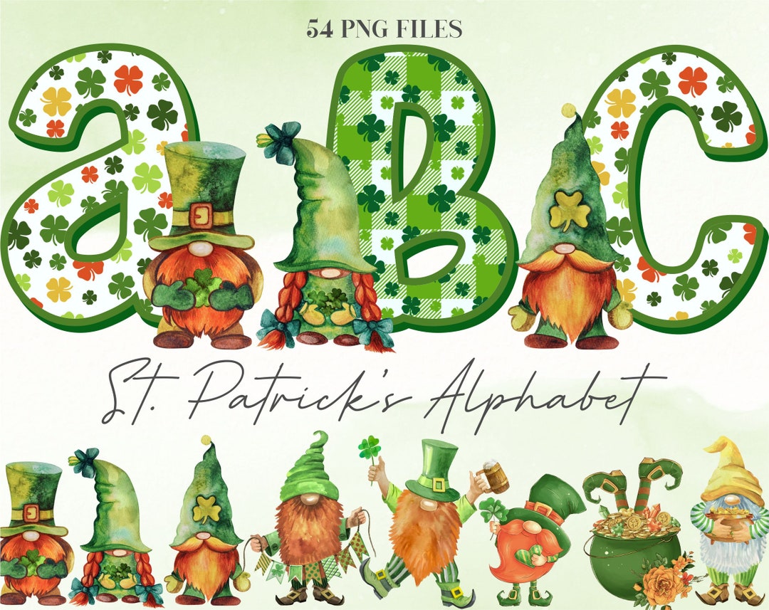 St Patrick's Day Letters PNG, Shamrock Alphabet Clip Art, St Paddy's ...