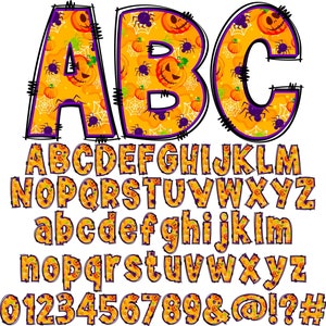 BUNDLE Halloween Alphabet PNG, Halloween Day, Alpha Doodle, Halloween ...