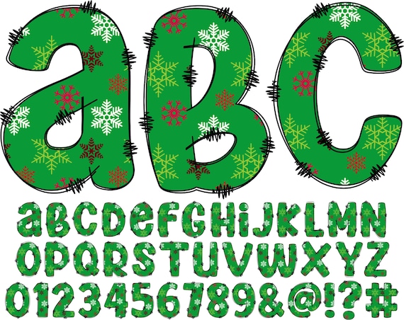 Christmas Clipart Letters PNG Green Holiday Alphabet Clip | Etsy