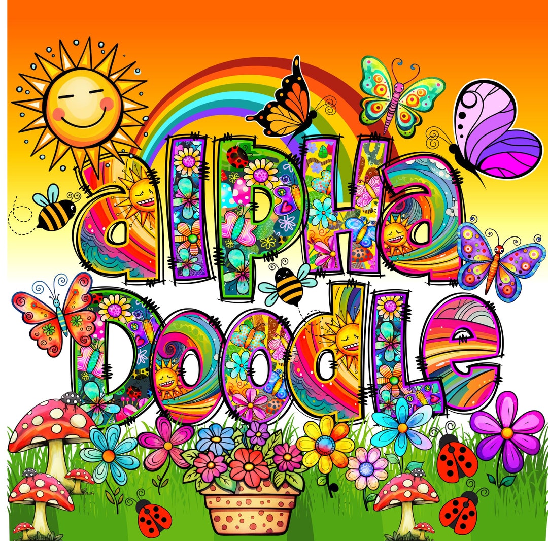 BUNDLE Spring Floral Alphabet PNG Doodle Alpha Doodle - Etsy