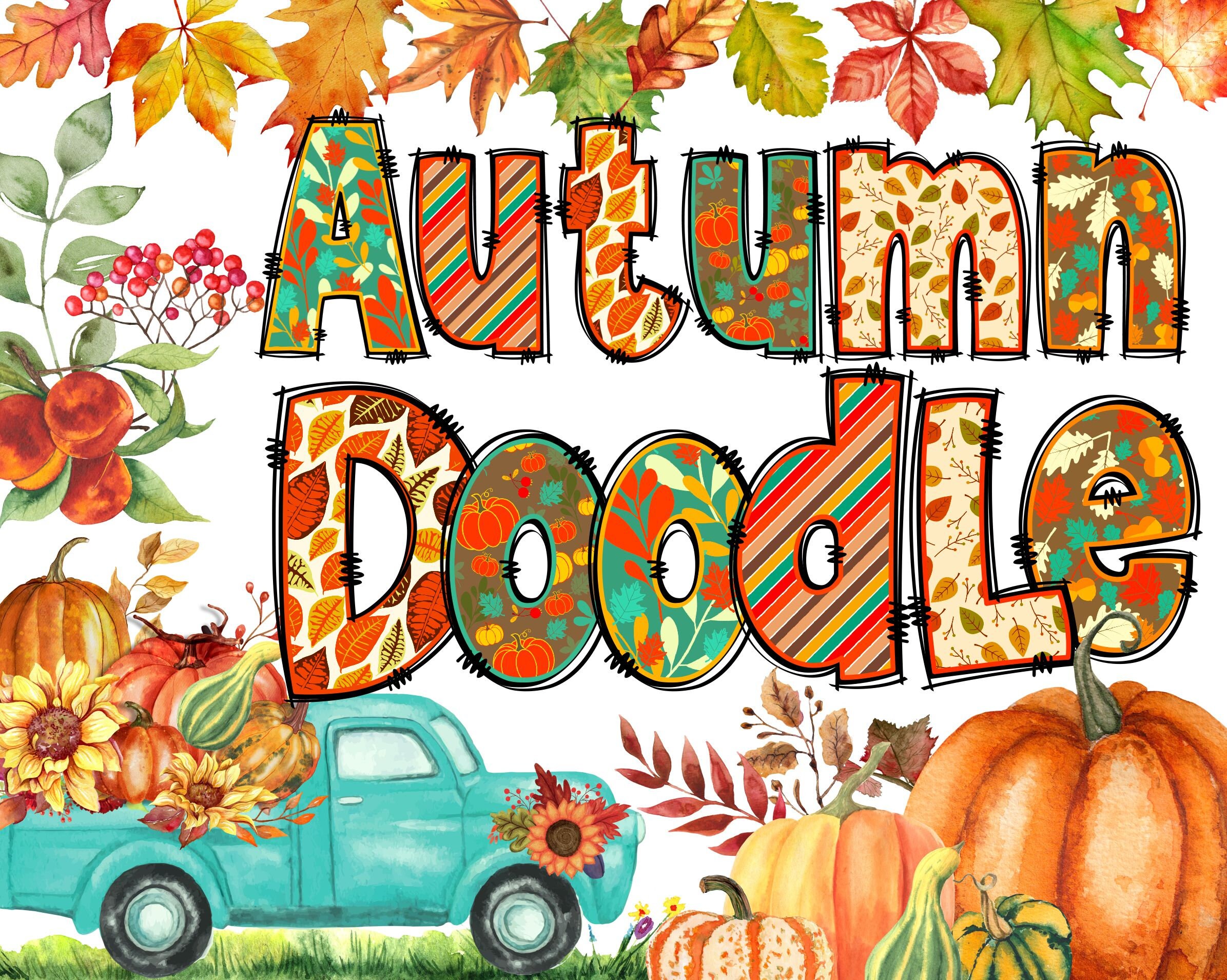 BUNDLE Fall Autumn Alphabet PNG Alpha Doodle PNG Letters - Etsy