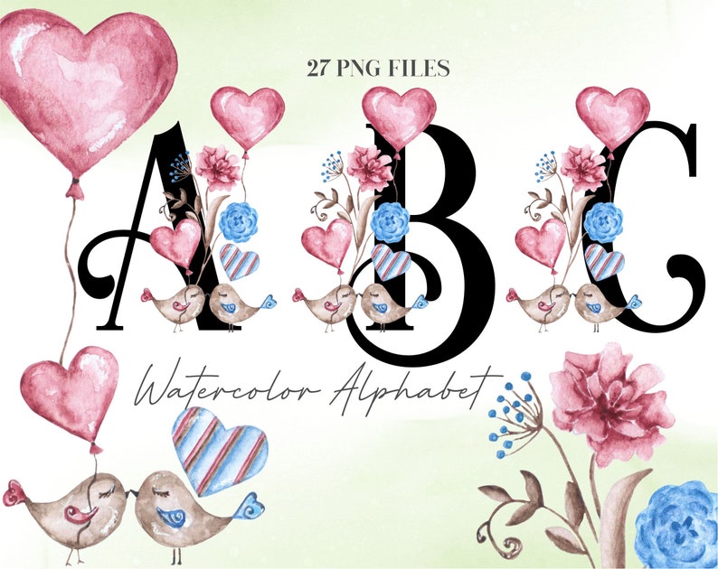 Valentine's Day Letters PNG Alphabet Clip Art PNG - Etsy