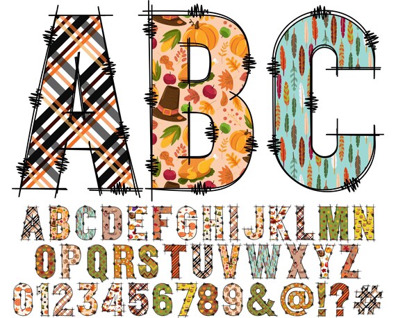 Thanksgiving Clipart Alphabet PNG Watercolor Alphabet Clip - Etsy