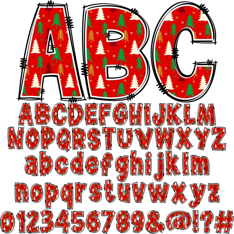 Christmas Alphabet PNG, Christmas Letters, Christmas Doodle, PNG ...