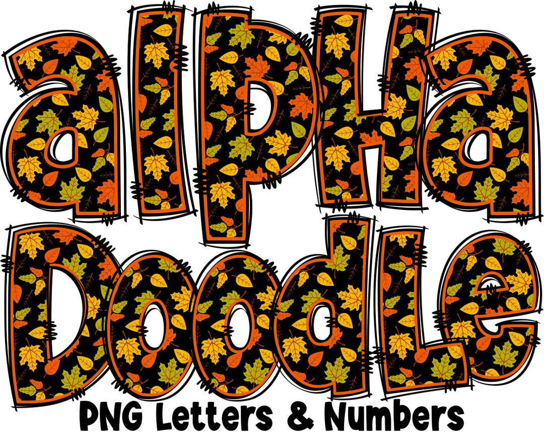 Fall Autumn Letters & Numbers PNG, Alpha Doodle, PNG Fall Doodle ...
