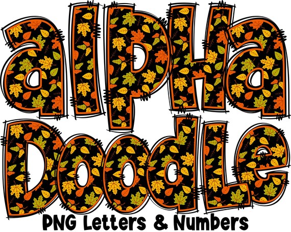 Fall Autumn Letters & Numbers PNG Alpha Doodle PNG Letters - Etsy