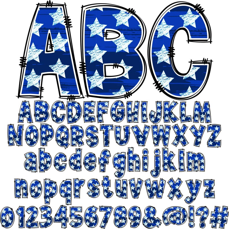 Patriotic Doodle Letters Alphabet PNG, 4th of July, Independence Day ...