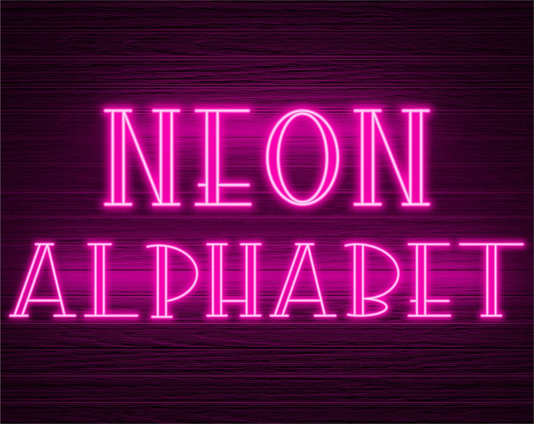 Neon Glow Effect Alphabet PNG Clip Art Letters Font Instant Download ...